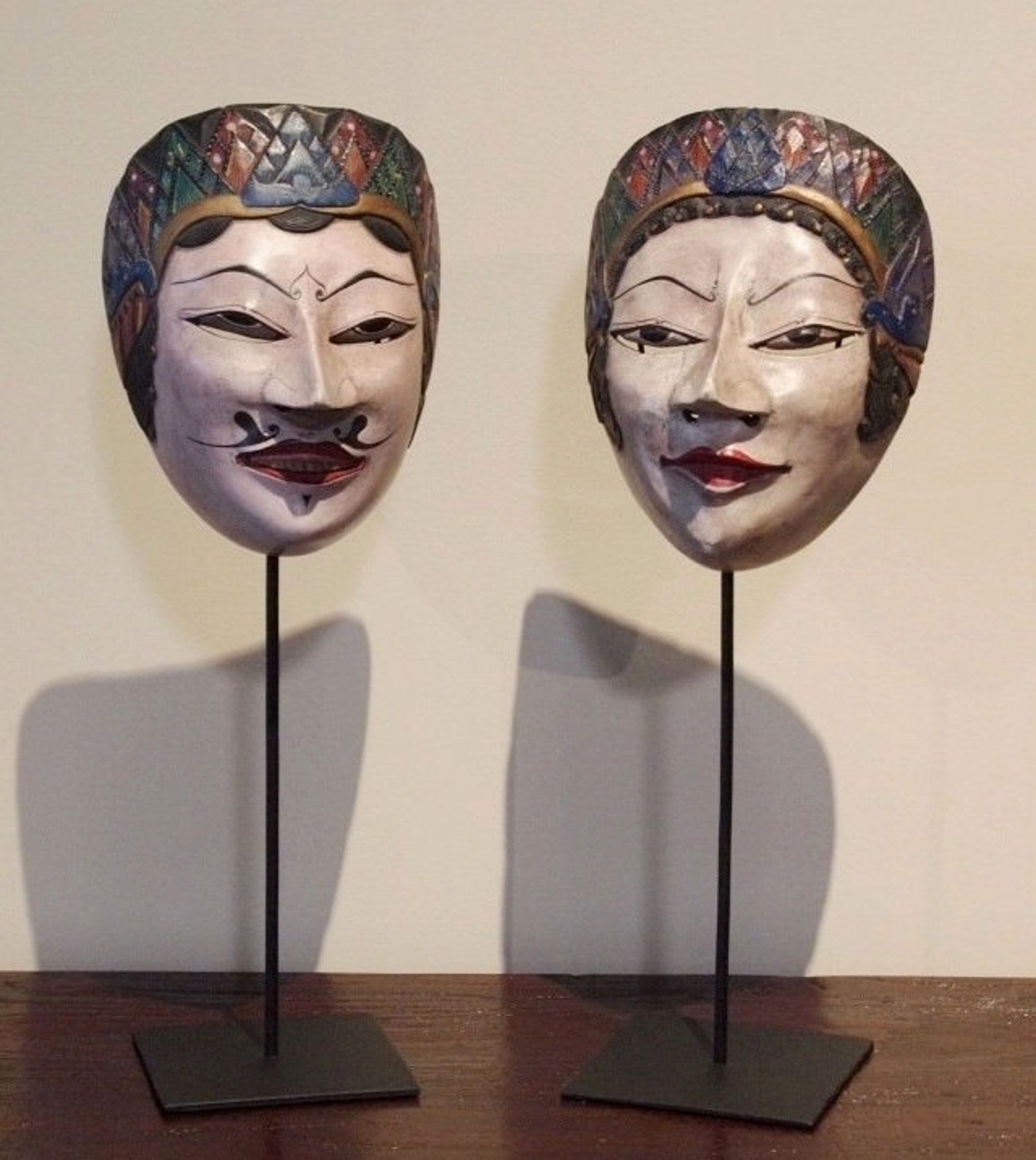 Pair of Javanese Folk Art Masks - Etsy