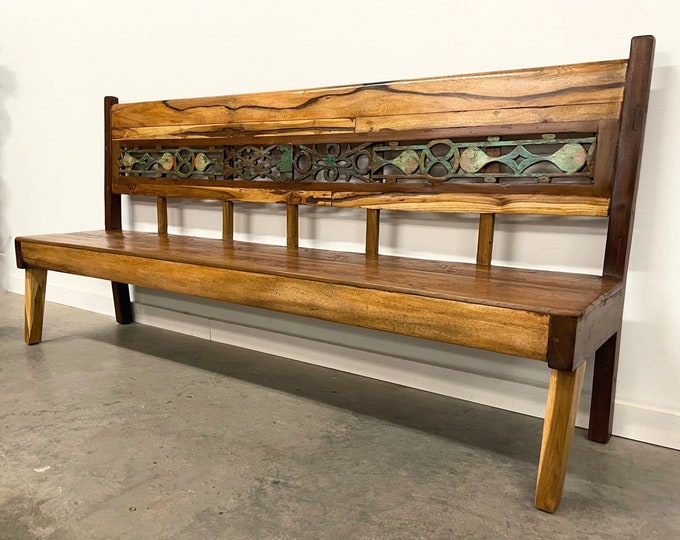 80" Narrow Armless Carved Wood Bench - Etsy