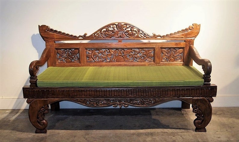 Intricately Carved Indonesian Bench Reclaimed Teak - Etsy