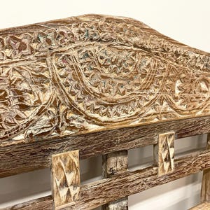 Whitewashed Carved Reclaimed Wood Bench - Etsy