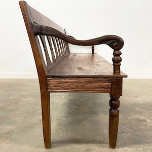 76" Vintage Colonial Style Teak Bench - Etsy