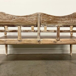 Whitewashed Carved Reclaimed Wood Bench - Etsy