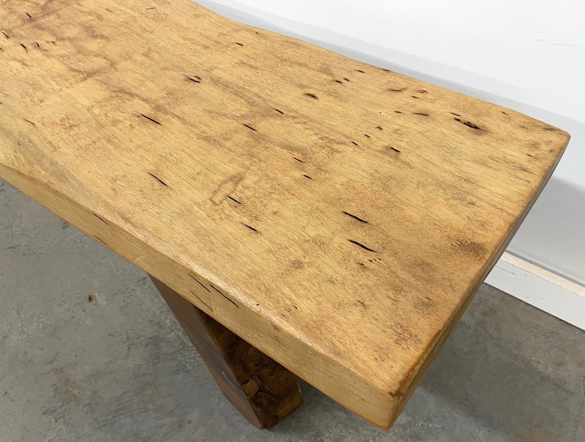 Modern Organic Solid Slab Wood Bench Coffee Table Naga Style Primitive ...
