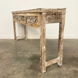 63" Hand Carved Whitewash Console Table Architectural Carved Console ...