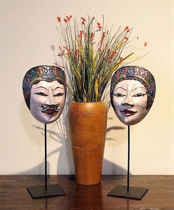 Pair of Javanese Folk Art Masks - Etsy