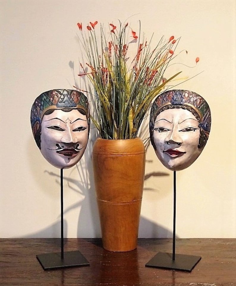 Pair of Javanese Folk Art Masks - Etsy