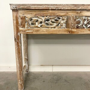 63" Hand Carved Whitewash Console Table Architectural Carved Console ...