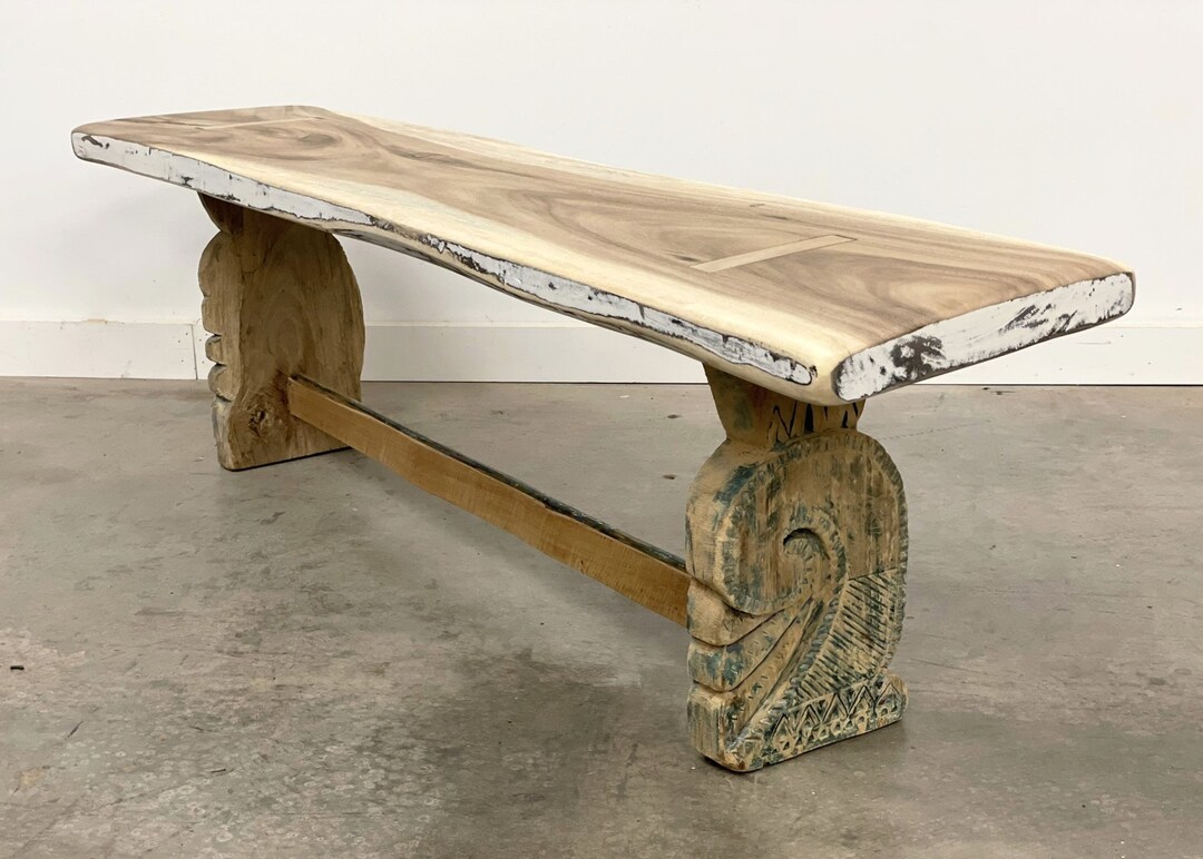 Rustic Slab Bali Bench - Etsy