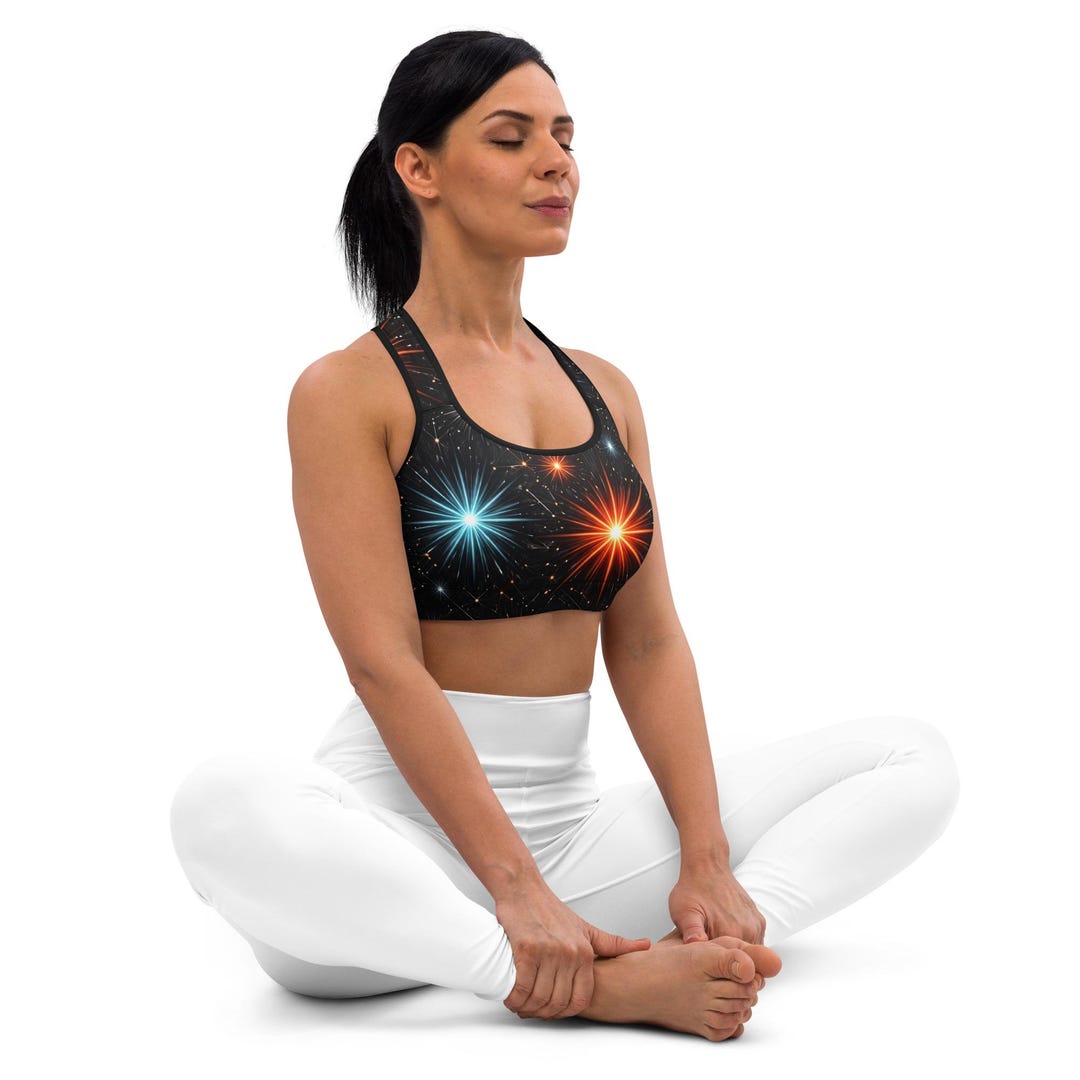 Neon Starry Night Padded Sports Bra - Etsy