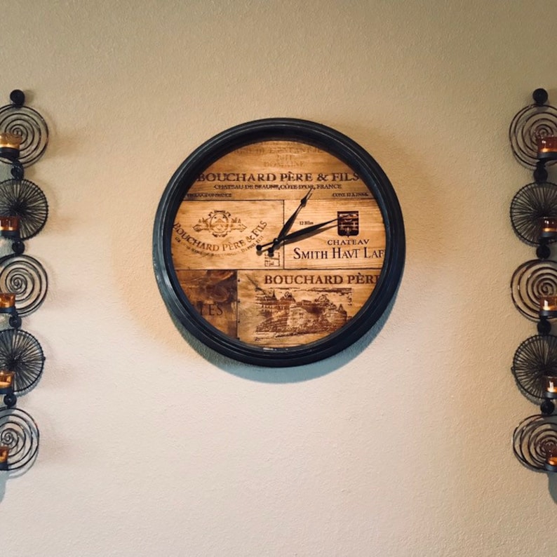Wine Art Wall Clock Handmade Vineyard Reclaimed Wood Barrel | Etsy