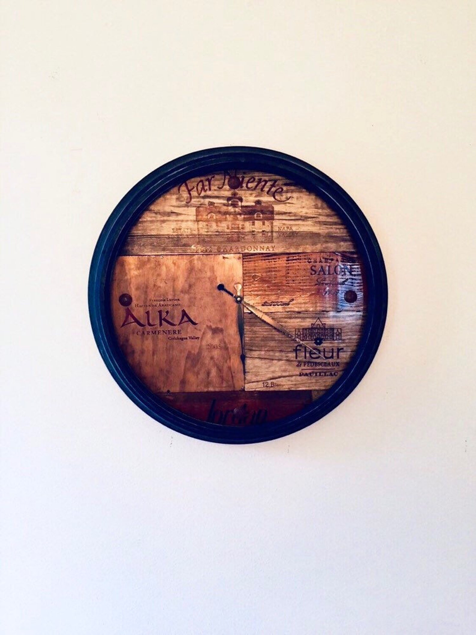 Wine Art Wall Clock Handmade Vineyard Reclaimed Wood Barrel | Etsy