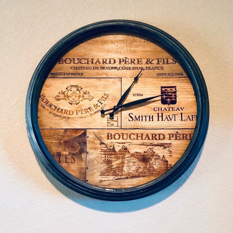 Wine Art Wall Clock Handmade Vineyard Reclaimed Wood Barrel | Etsy