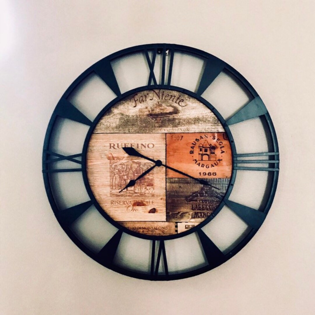 Extra Large Wine Clock -- 36 Inch Wine Art / Wine Decor -- Handmade ...