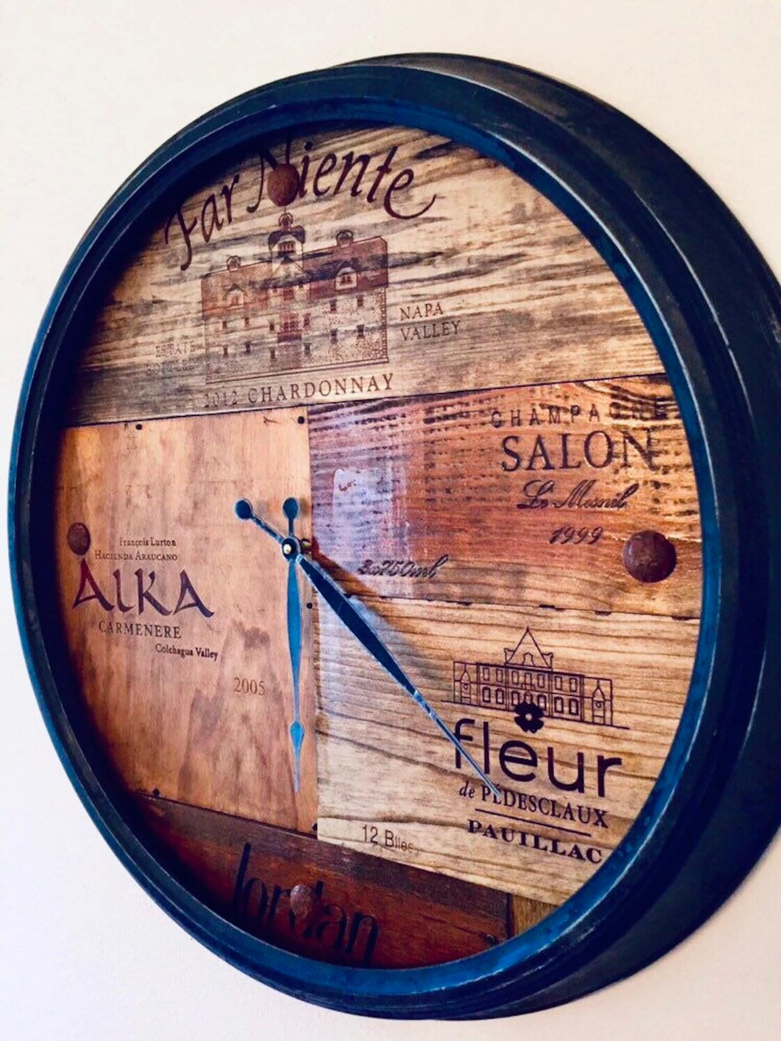 Wine Art Wall Clock Handmade Vineyard Reclaimed Wood Barrel | Etsy