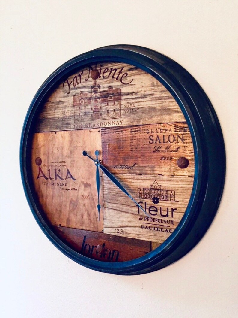 Wine Art Wall Clock Handmade Vineyard Reclaimed Wood Barrel | Etsy