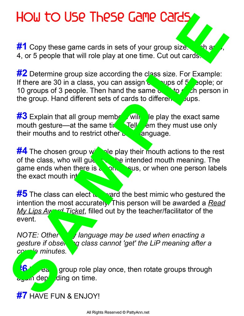 Oral Communication Charades Game: Read Lip Language Clarify & Connect ...