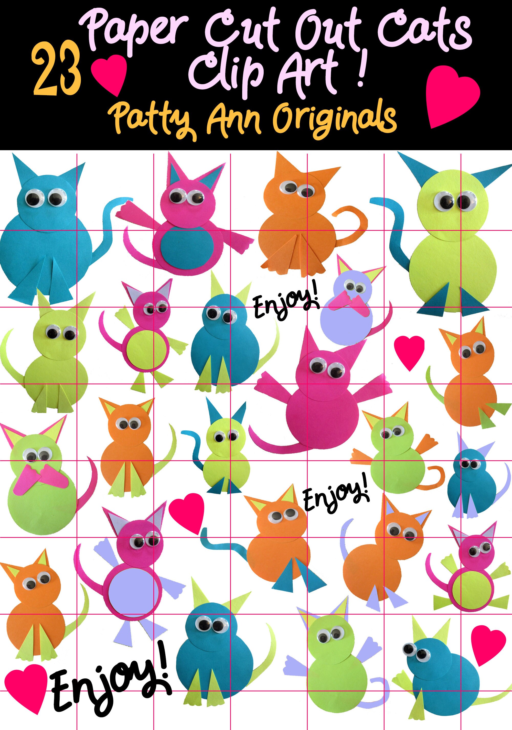 Paper Crafts Copy and Cut-out Kitty Cat Templates Instruction Guide 23 ...