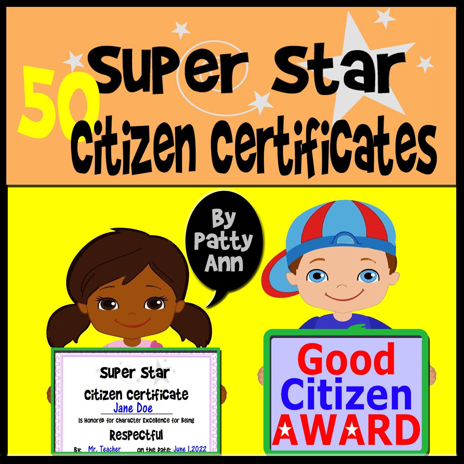 Civics Good Citizen Certificate Awards for Ages 5-18+ - 50 Character ...