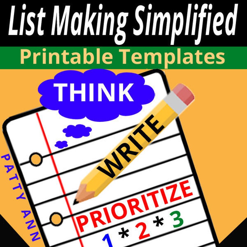 List Making Simplified: NO Prep Printable TEMPLATES! Helps Challenged ...