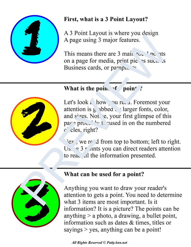 Graphic Arts Printable Template 3 Point Layout Formats for Page Design ...