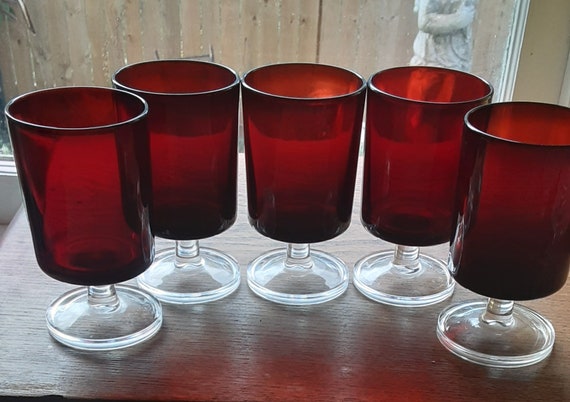 Luminarc Cavalier Ruby Red Wine Glasses | Etsy