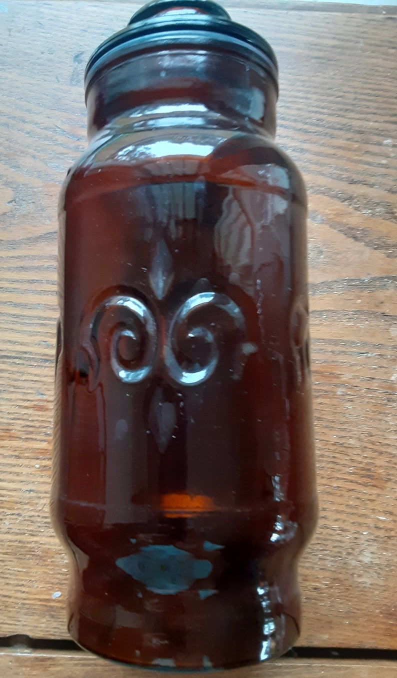 Borden's Cremora Amber Apothecary Jar Fleur-de-lis Pattern - Etsy