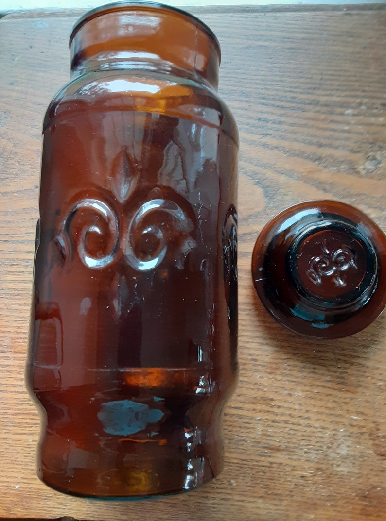Borden's Cremora Amber Apothecary Jar Fleur-de-lis Pattern - Etsy