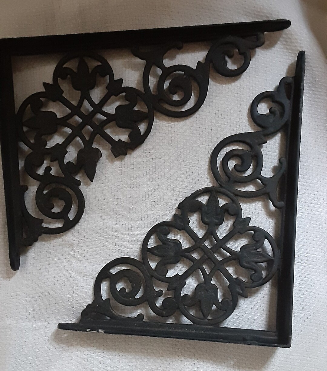 Antique Decorative Black Wrought Iron Shelf Brackets - Etsy