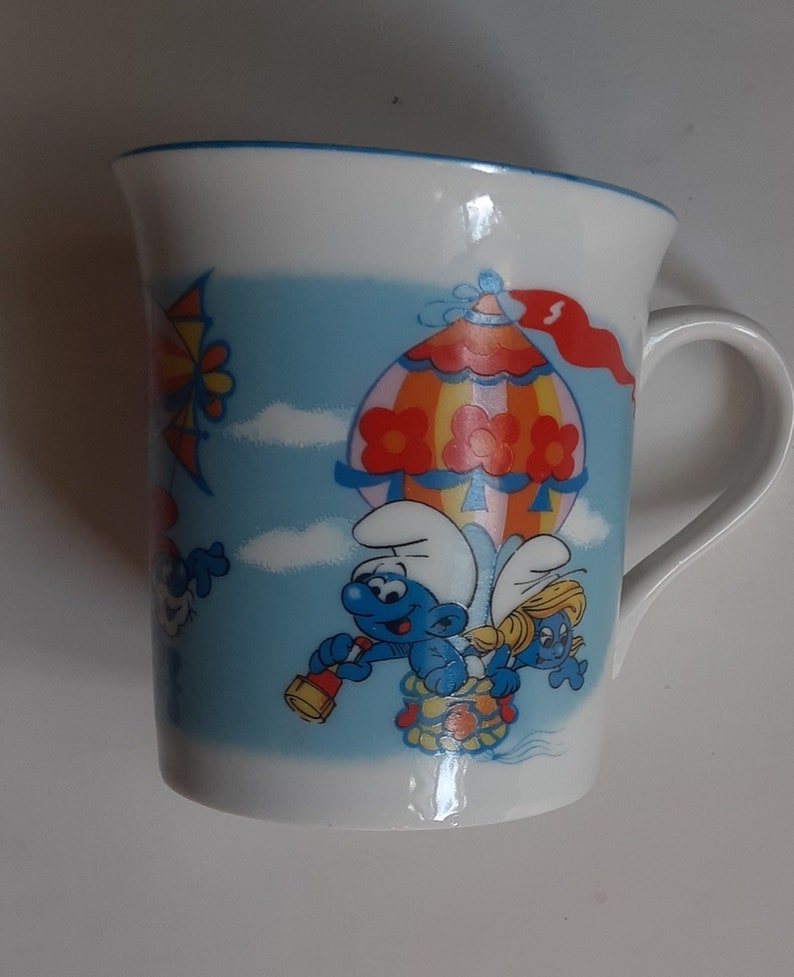 Smurf Ceramic 1982 Collectible Porcelain Mug Peyo Papa Smurf Smurfette ...