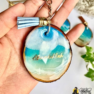 Islamic Keychain, Alhamdulillah Keychain, Waves Resin Art Keychain ...