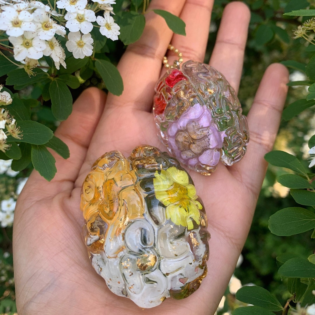 Flower Brain Keychain, Personalized Anatomy Brain, Neurodivergent ...