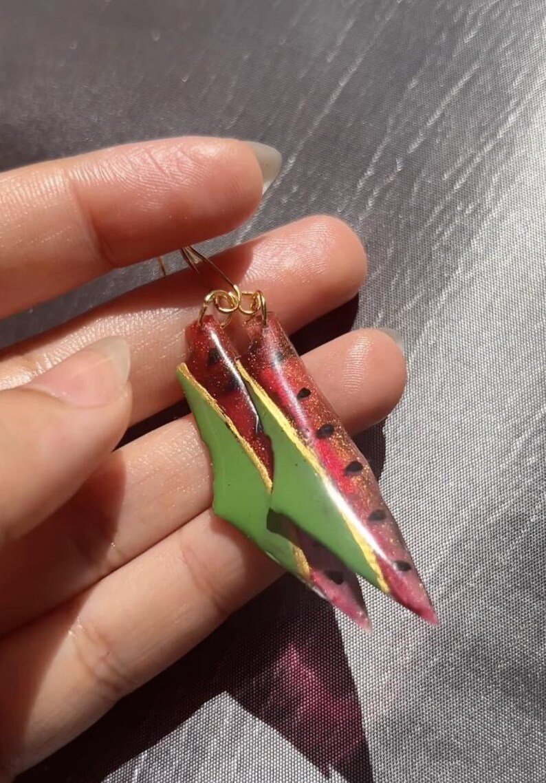 Palestine Heritage Map Watermelon Earrings (925 Silver-plated) - Etsy