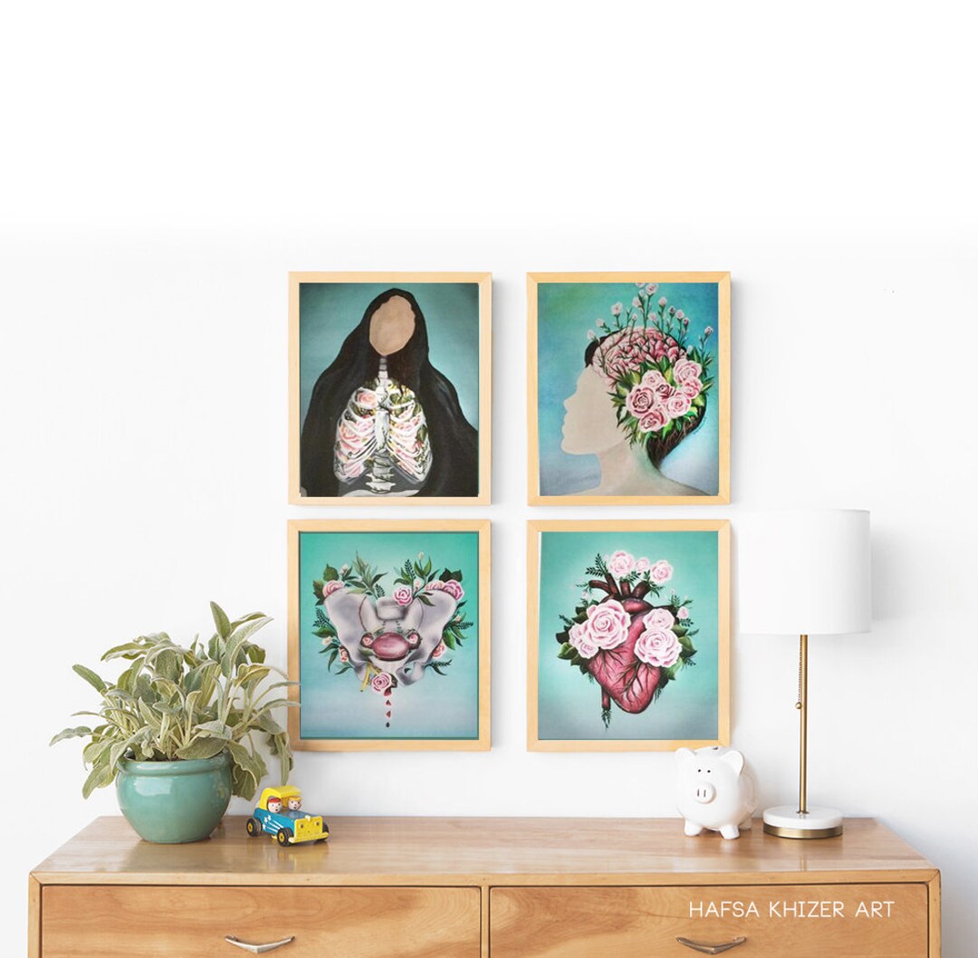 Floral Anatomy Art Prints: Skeleton, Heart, Pelvis, Lungs - Etsy