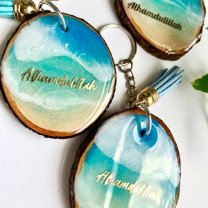 Islamic Keychain, Alhamdulillah Keychain, Waves Resin Art Keychain ...