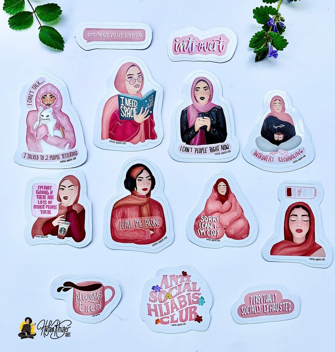 Hijabi Laptop Stickers, Introvert Hijabi Sticker Set, Antisocial Hijabi ...