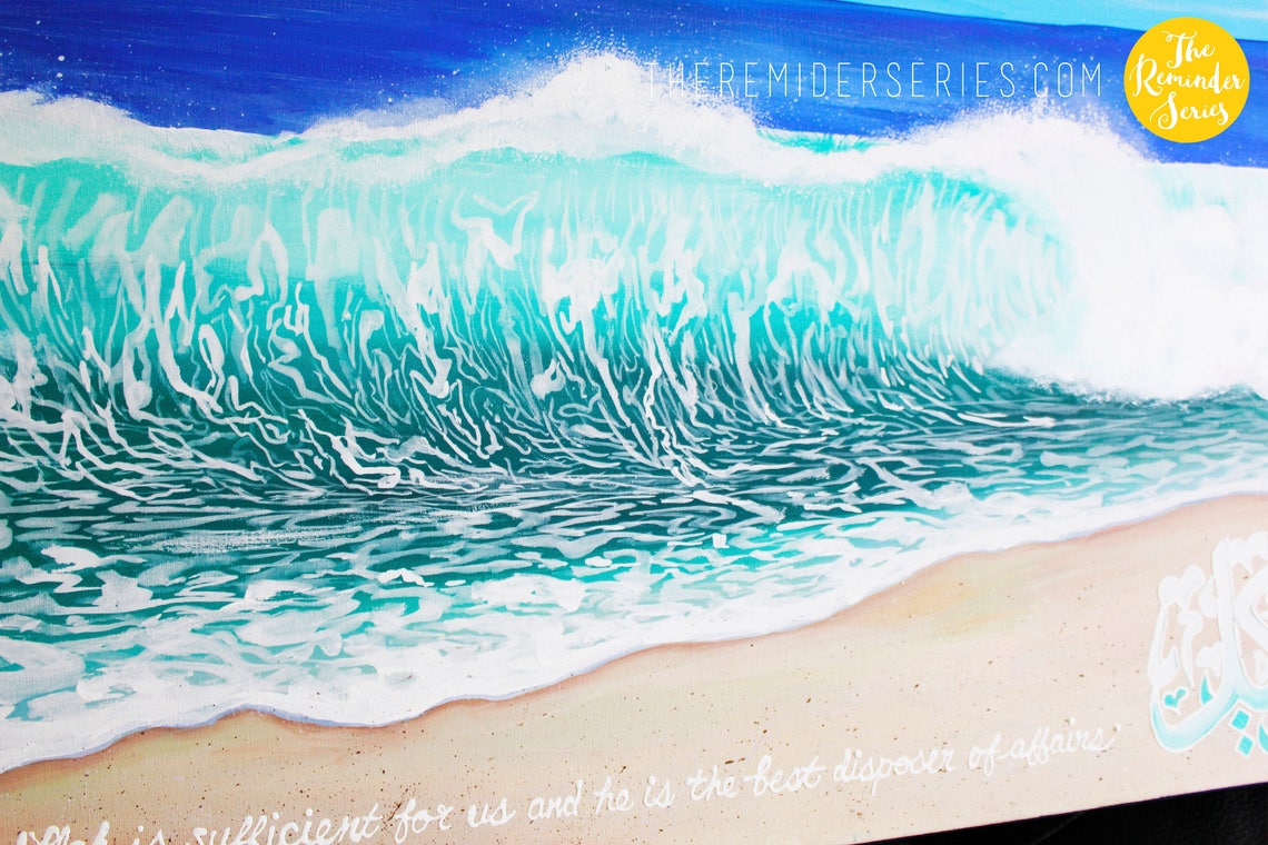 Islamic wall art painting islamic wave ocean seascape art | Etsy