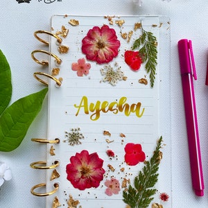 Personalized Name Notebook Journal Diary, Kawaii Pressed Flower ...