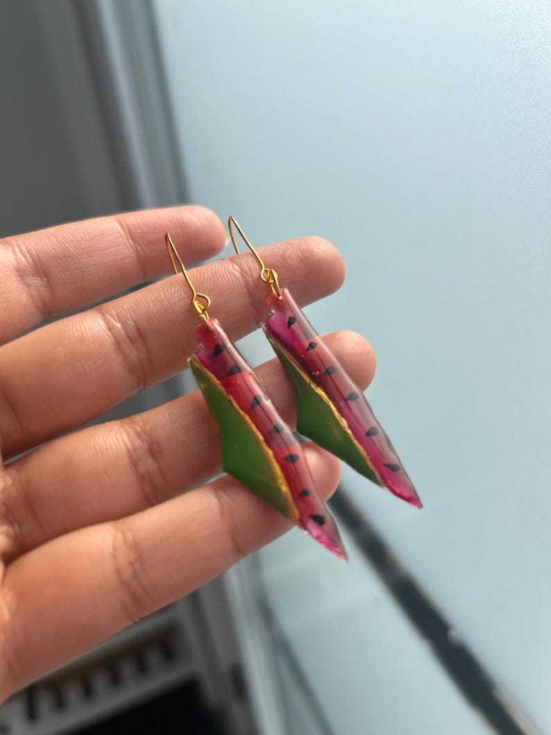 Palestine Heritage Map Watermelon Earrings (925 Silver-plated) - Etsy