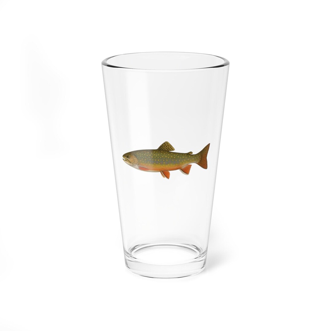 Brook Trout Pint Glass - Fly Fishing Gift for Him, Fish Mixing Glass ...