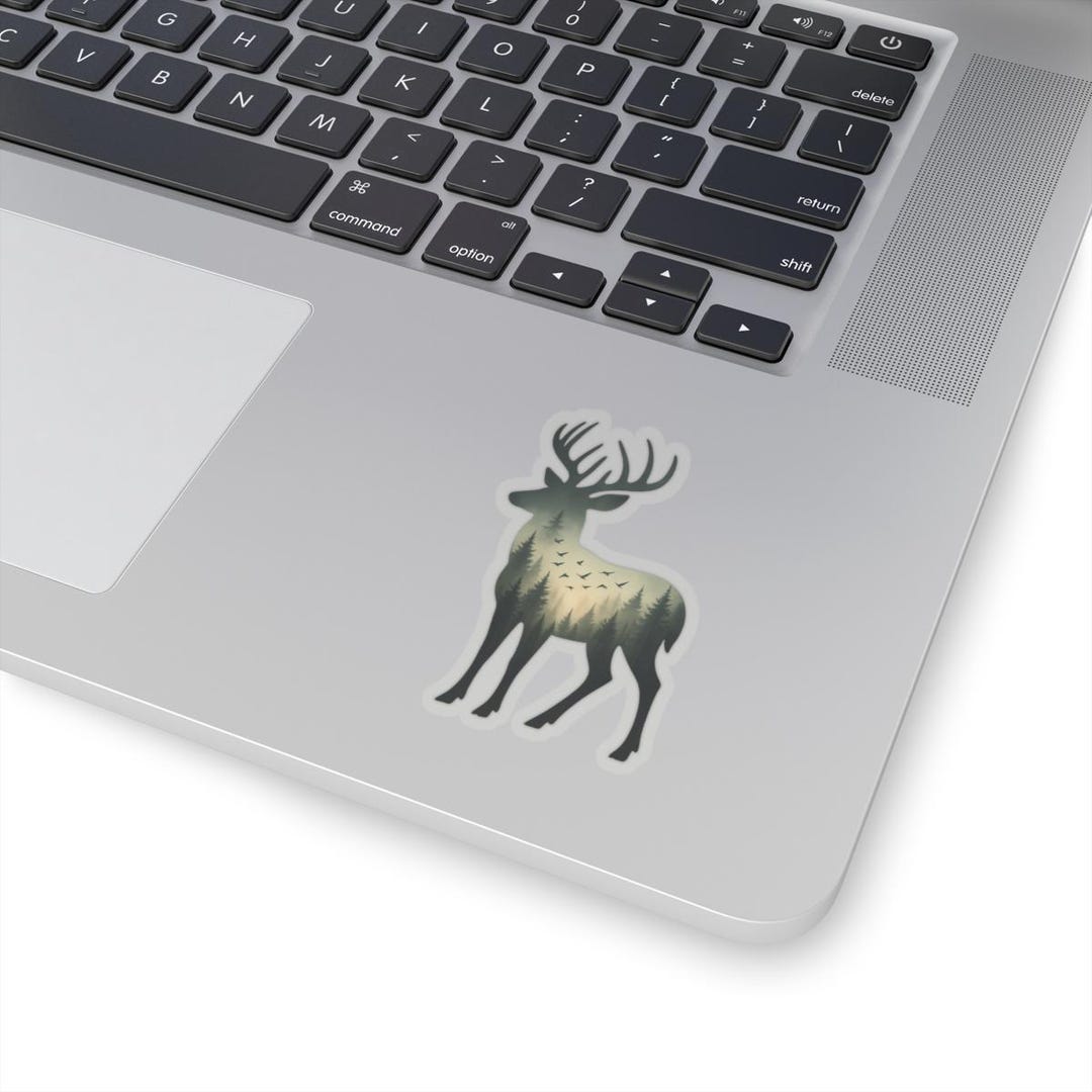 Deer Silhouette Nature Scene Kiss-cut Stickers | Wildlife Forest ...