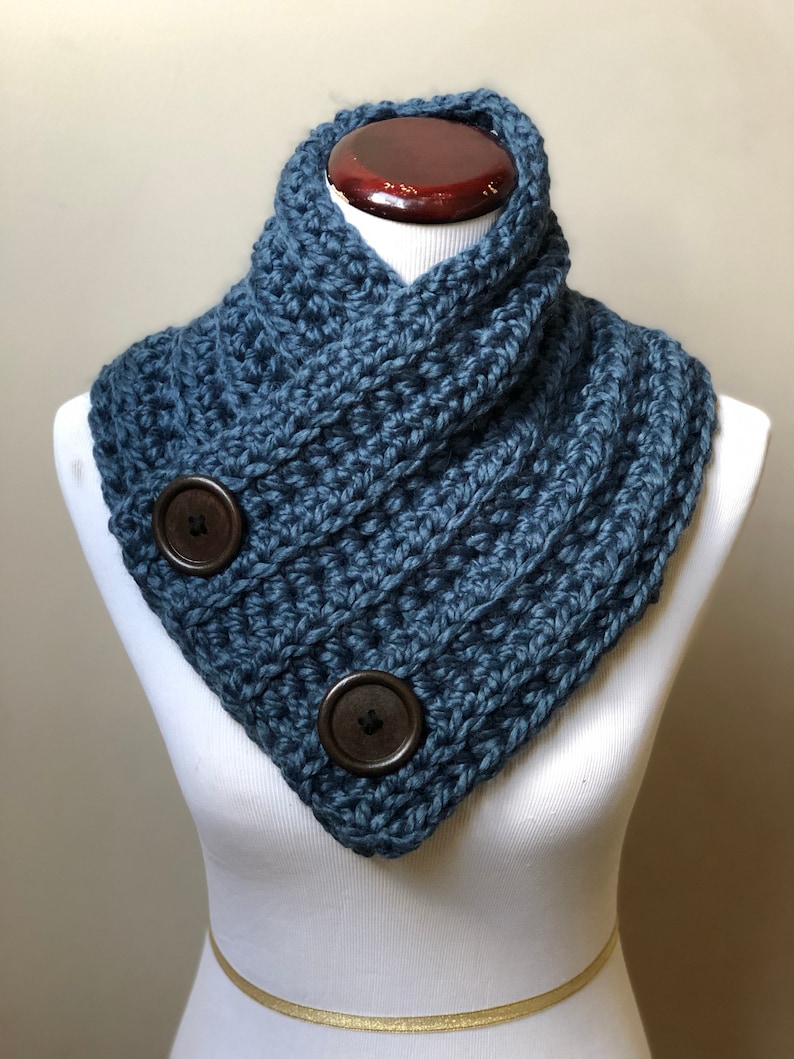 Button up Cowl in Blue - Etsy