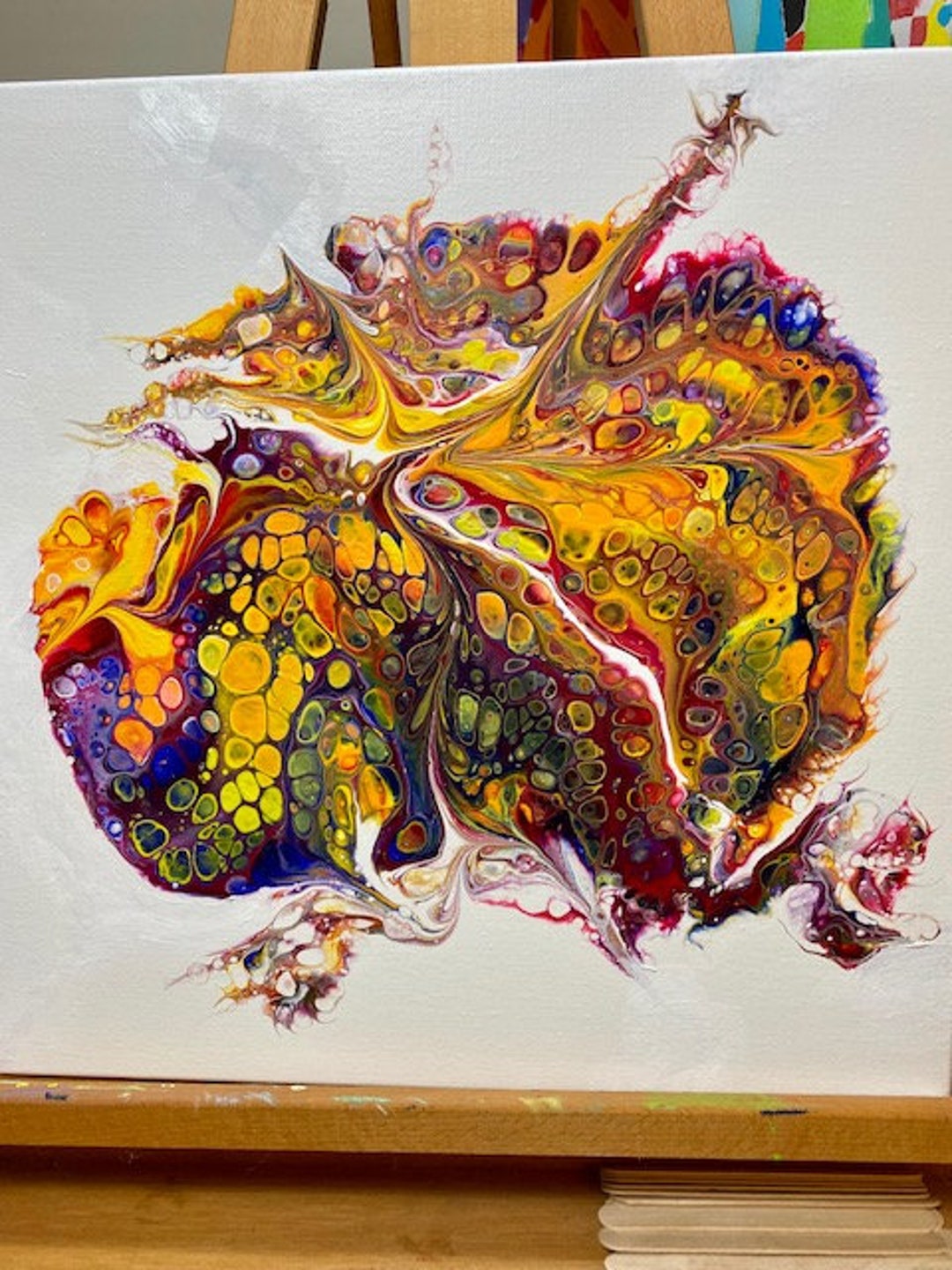 Cell A Bration One A Colorful Original Abstract Poured Acrylic Fluid ...