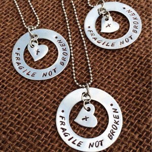 Fragile X Awareness, Fragile Not Broken Necklace, Hand Stamped ...