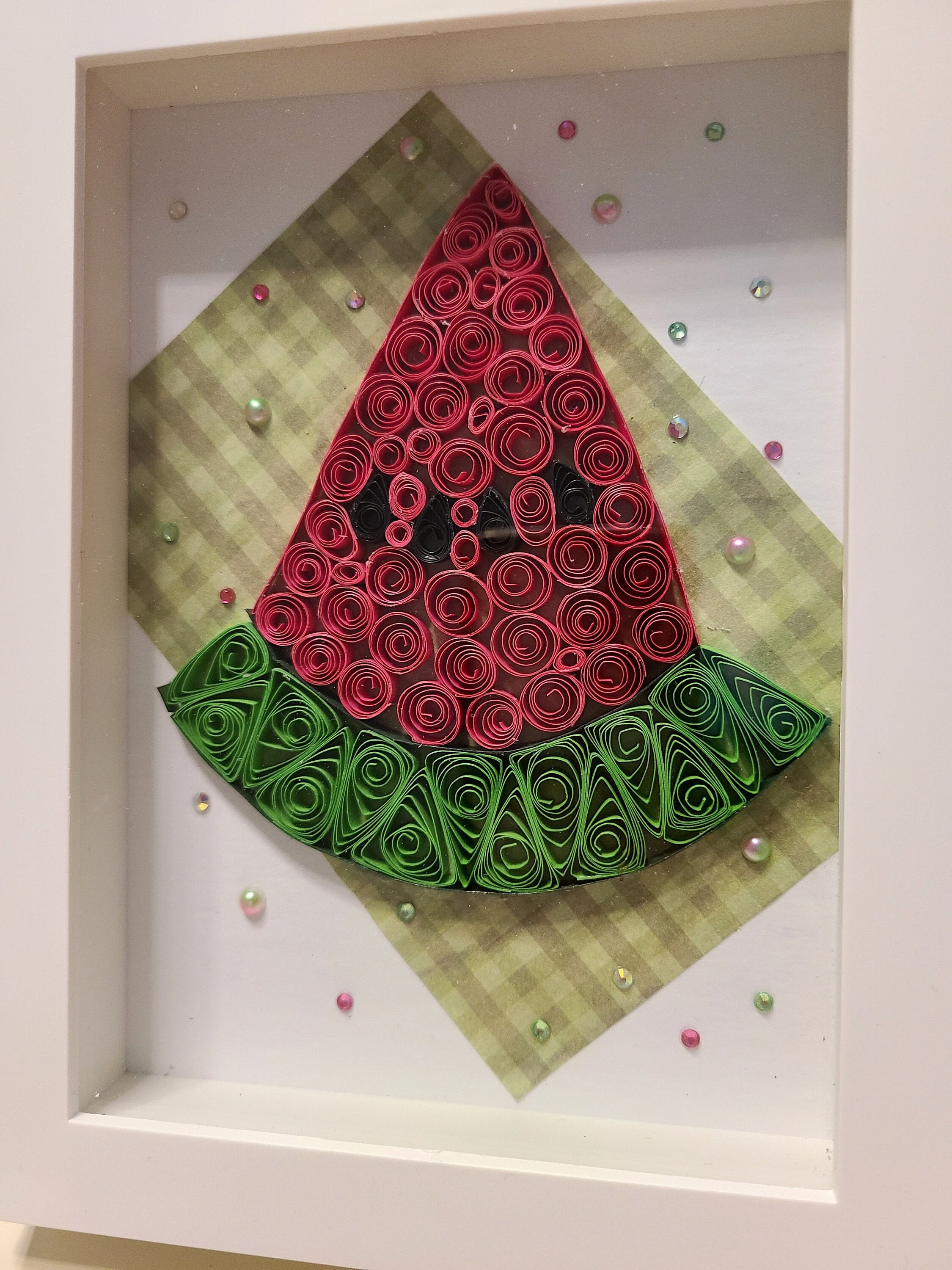 Quilling Art With Watermelon Slice and Rhinestones in 5x7 White Frame ...