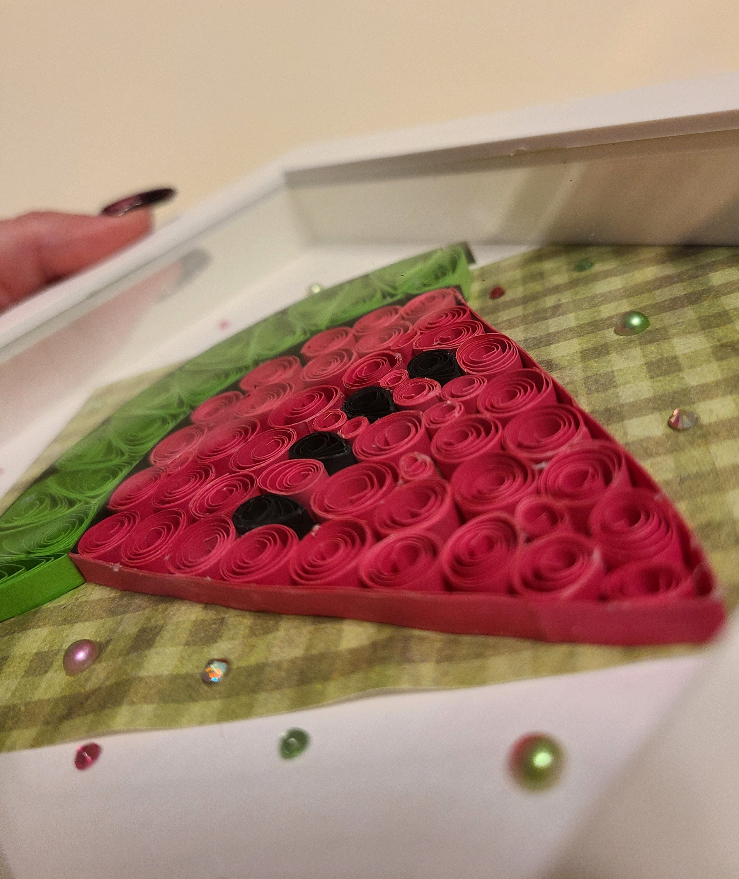 Quilling Art With Watermelon Slice and Rhinestones in 5x7 White Frame ...