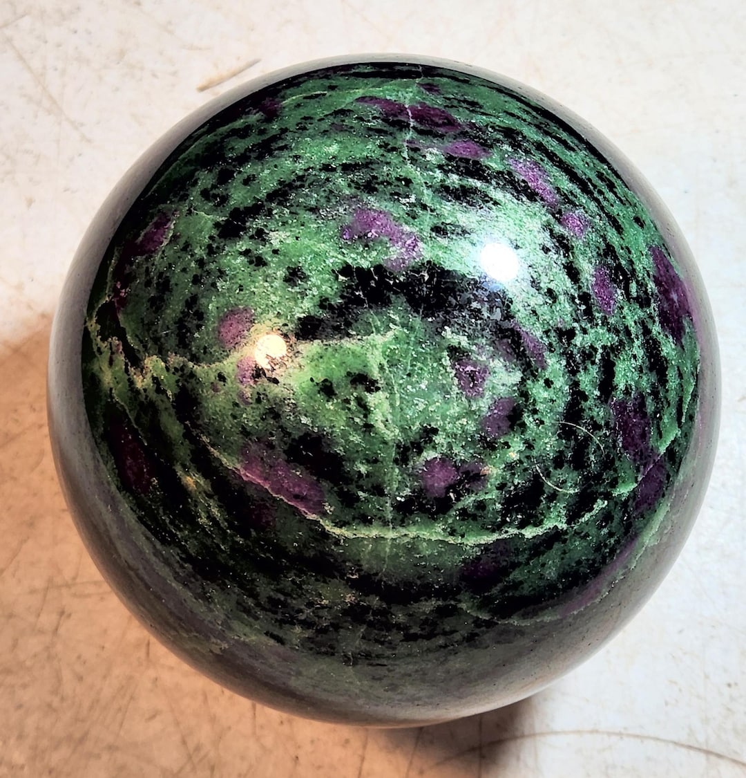 Fluorescent Ruby in Zoisite Large 124mm Sphere for Office or Home Decor ...