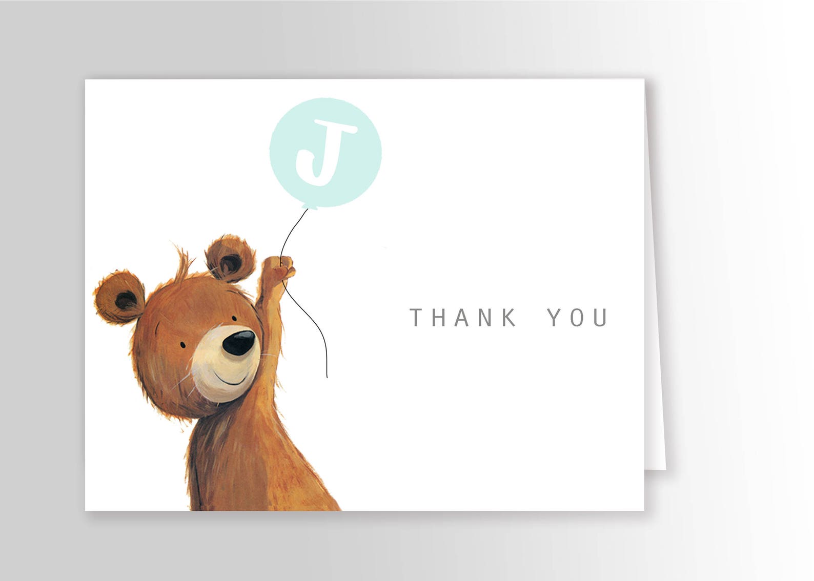 Modern Bear Thank You Card Watercolor Bear | Etsy