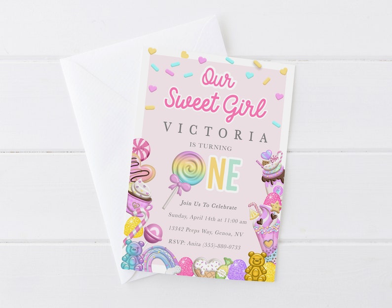 Editable Candy Land Birthday Party Invitation. Sweet Shoppe Birthday ...
