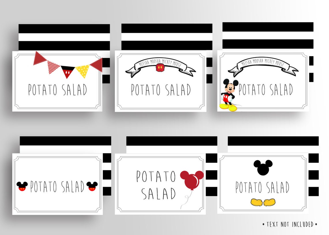 Modern Mickey Mouse Food Labels, Printable Mickey Mouse Food Tent Cards ...