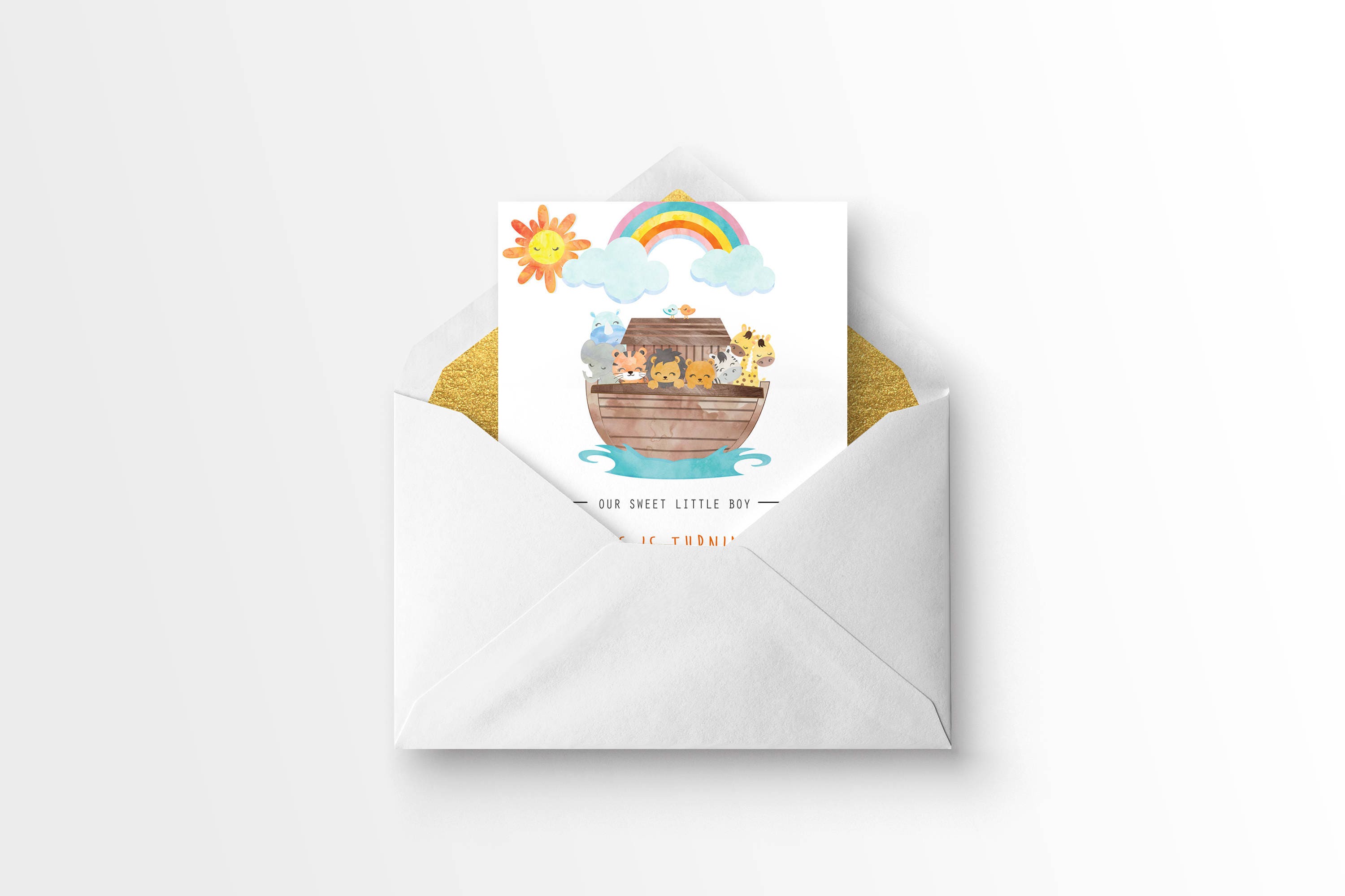 Noah's Ark Birthday Invitation - Ark Invitation - Ark 1st Birthday ...